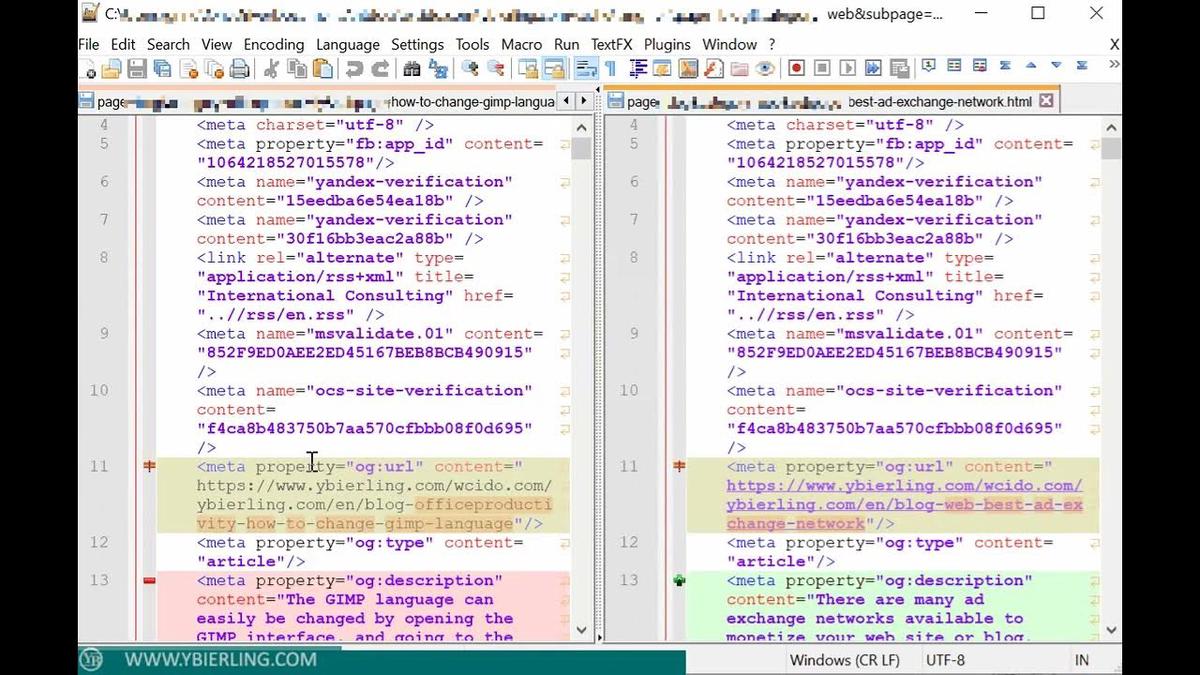 How to compare two files using notepad++