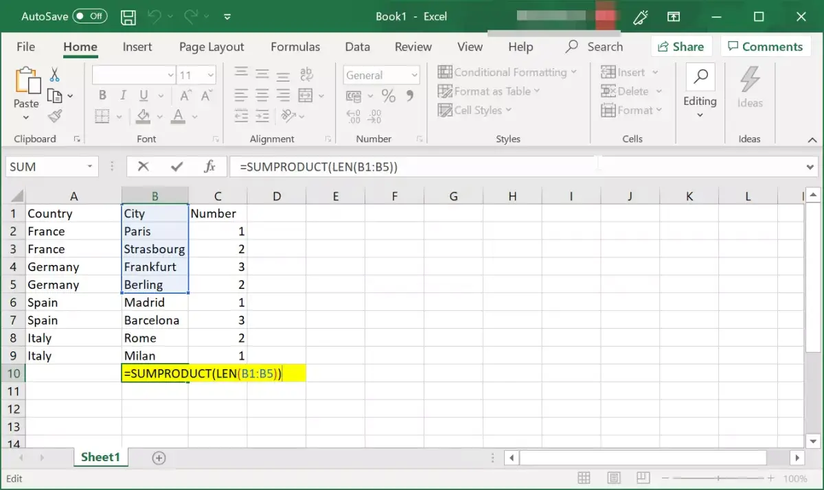 How To Count Number Of Cells And Count Characters In A Cell In Excel 