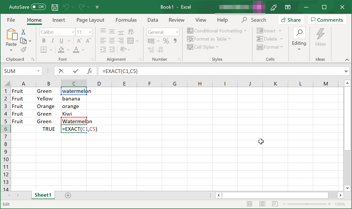 How To Properly Use Excel String Compare Function 