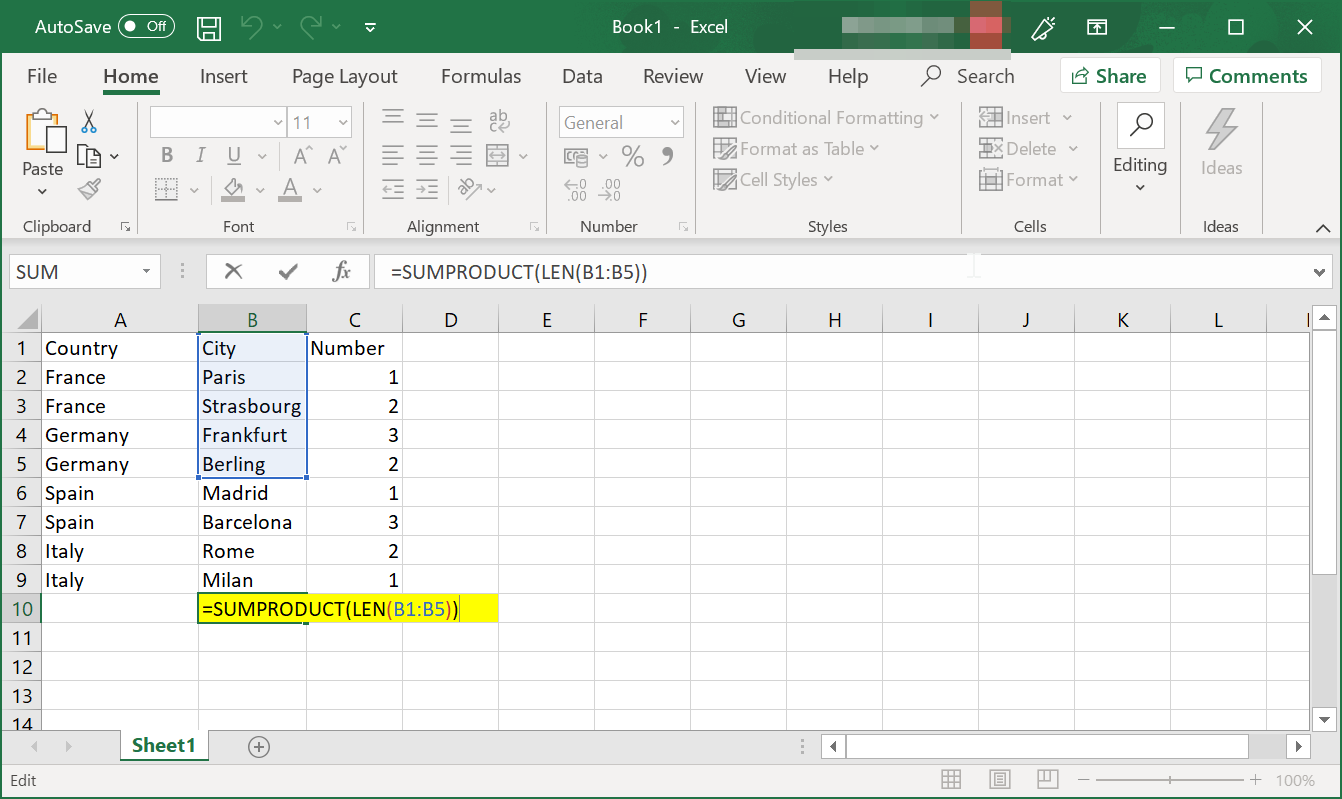 Hoe Het Aantal Cellen Te Tellen En Tekens In Een Cel In Excel Te Tellen 