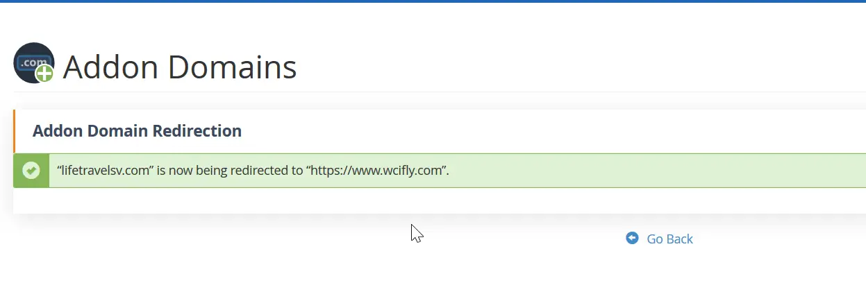 cPanel redirect a virtual domain name to another URL