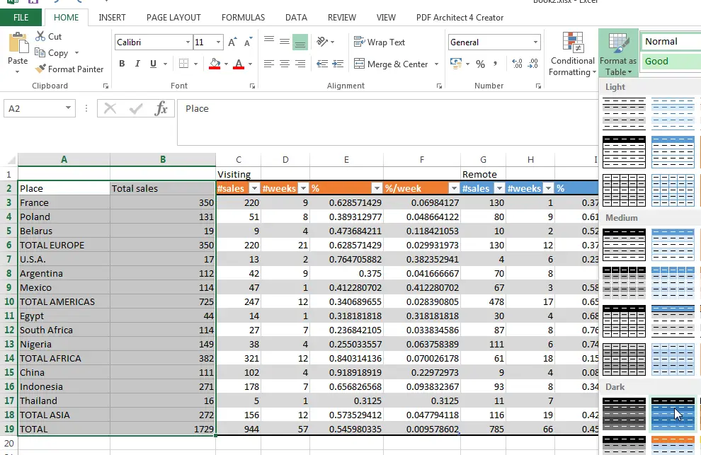 Excel how to make a table look good ? MS Excel 2013 – YB.Digital