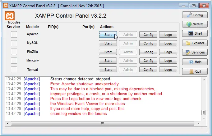 XAMPP Apache cannot start Port 80 in use – YB.Digital
