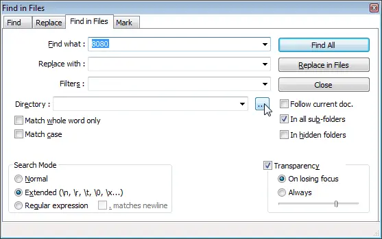 Search text string in all files and folders with Notepad++ – YB.Digital