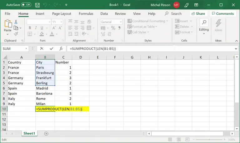 How To Count Number Of Cells And Count Characters In A Cell In Excel Yb Digital